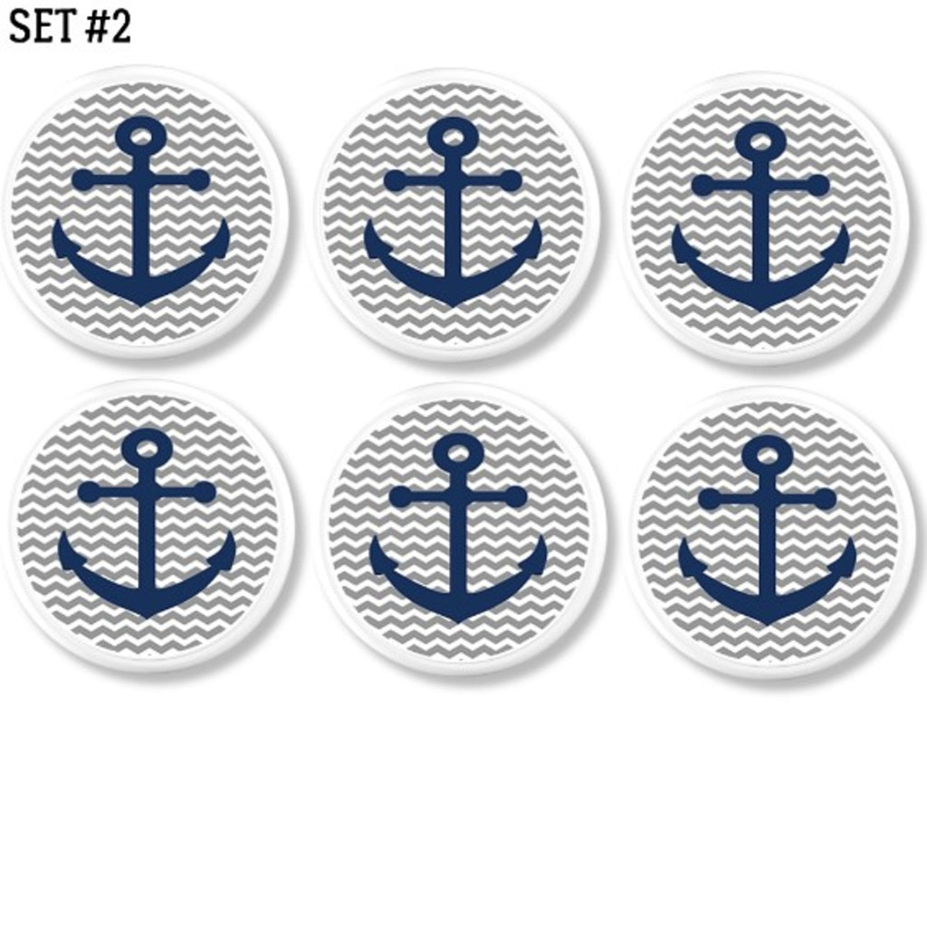 Nautical Anchor Cabinet Knobs – Coastal Chevron Drawer Pulls ...