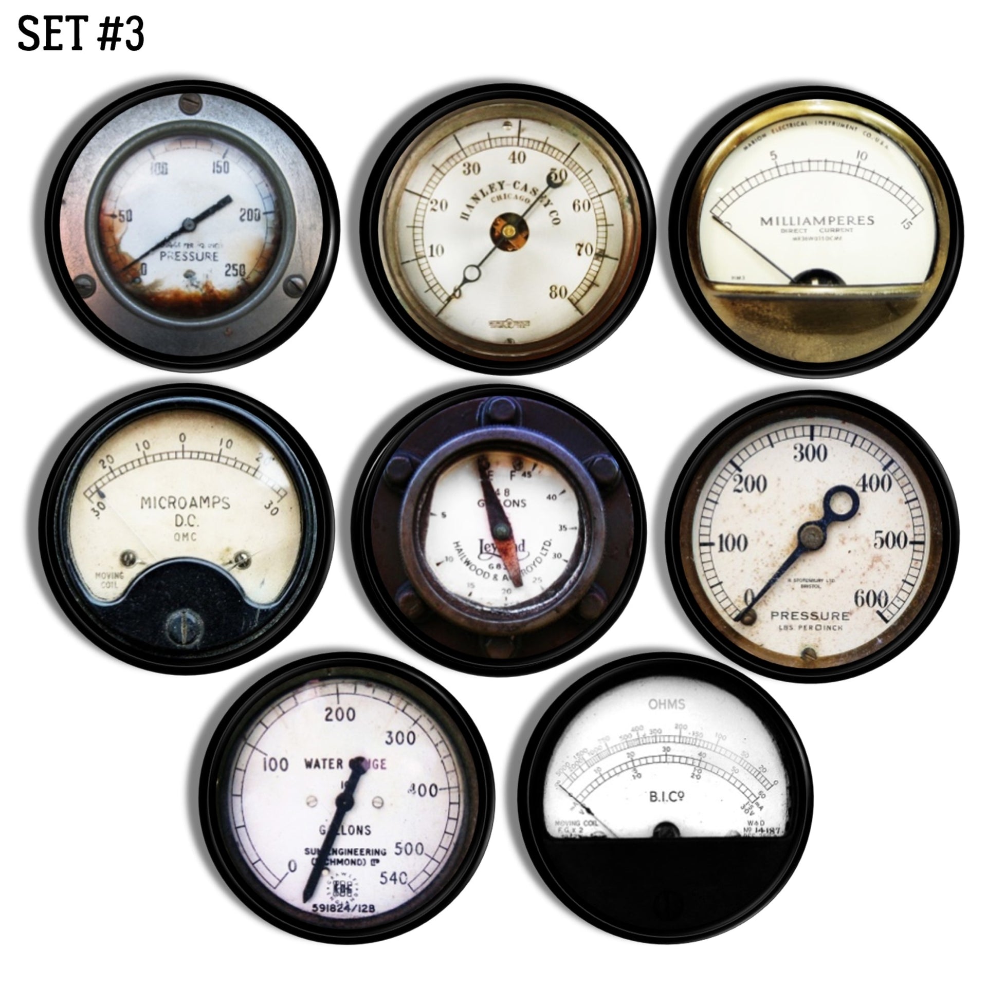 Industrial Gauge Cabinet Knobs – Vintage Meter Drawer Pulls (Set of 6 ...