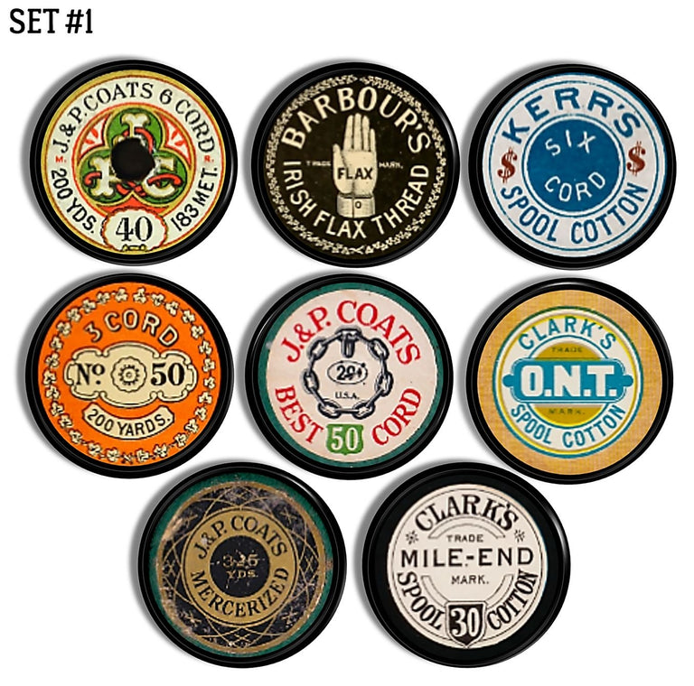 Sewing Thread Spool Labels Vintage Drawer Pulls | Sewing Studio Knobs ...