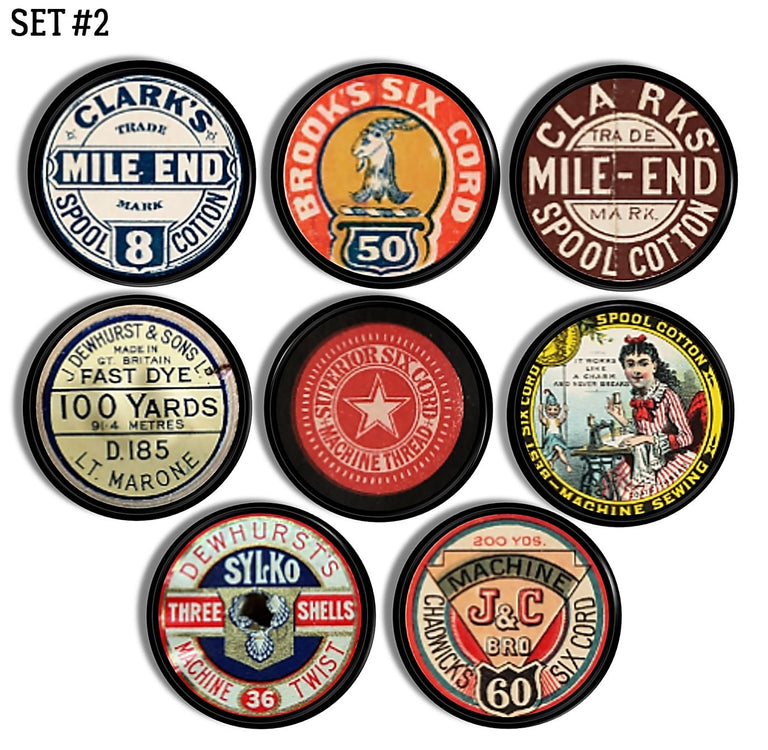 Sewing Thread Spool Labels Vintage Drawer Pulls | Sewing Studio Knobs ...